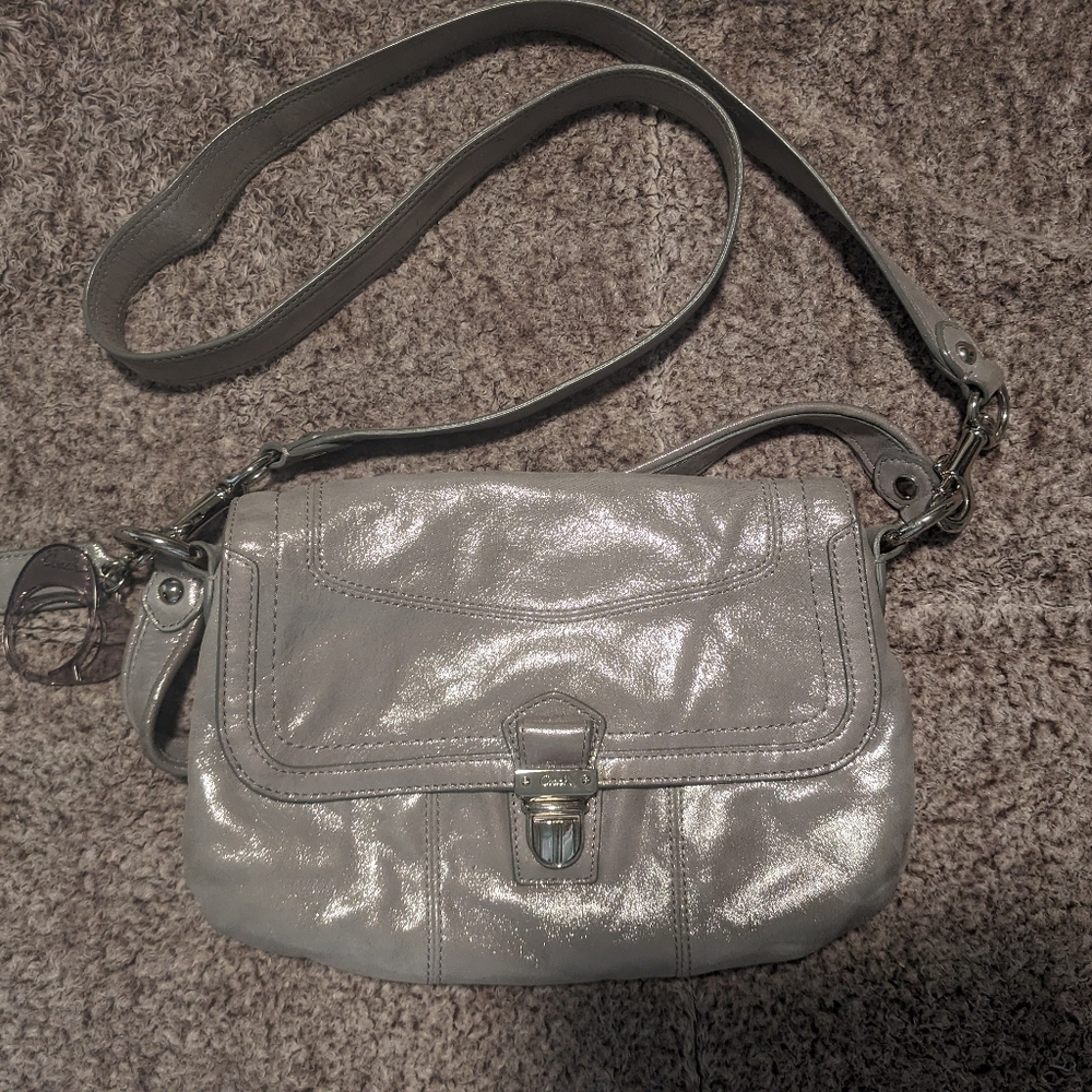 Coach White/Silver Shimmer Crossbody - Gem